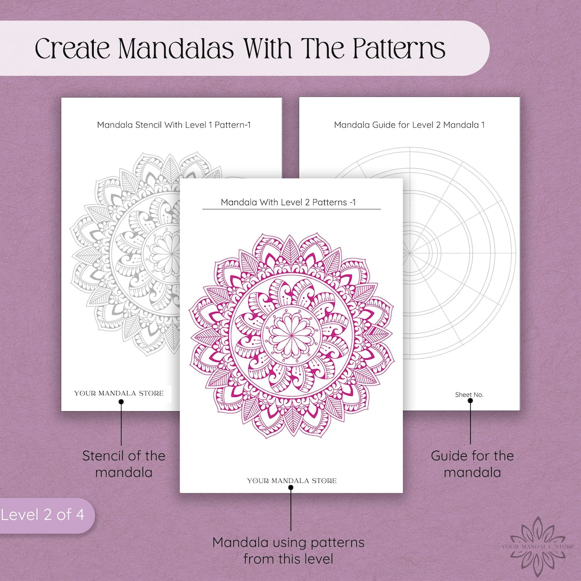 Easy Mandala Pattern Tracing Templates Mandala Printable Digital Mandala Practice Pages for ...