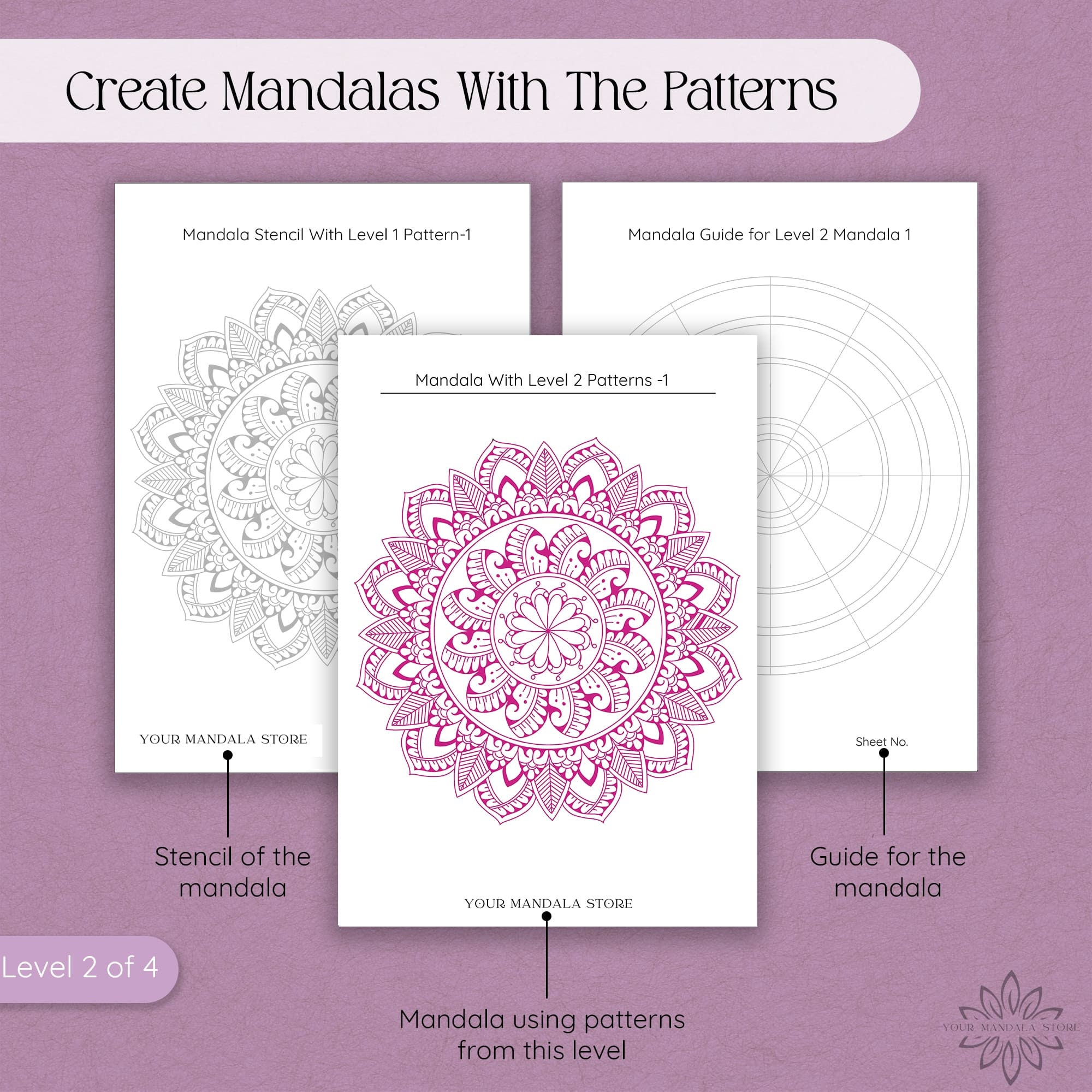 Easy Mandala Pattern Tracing Templates Mandala Printable Digital Mandala Practice Pages for ...