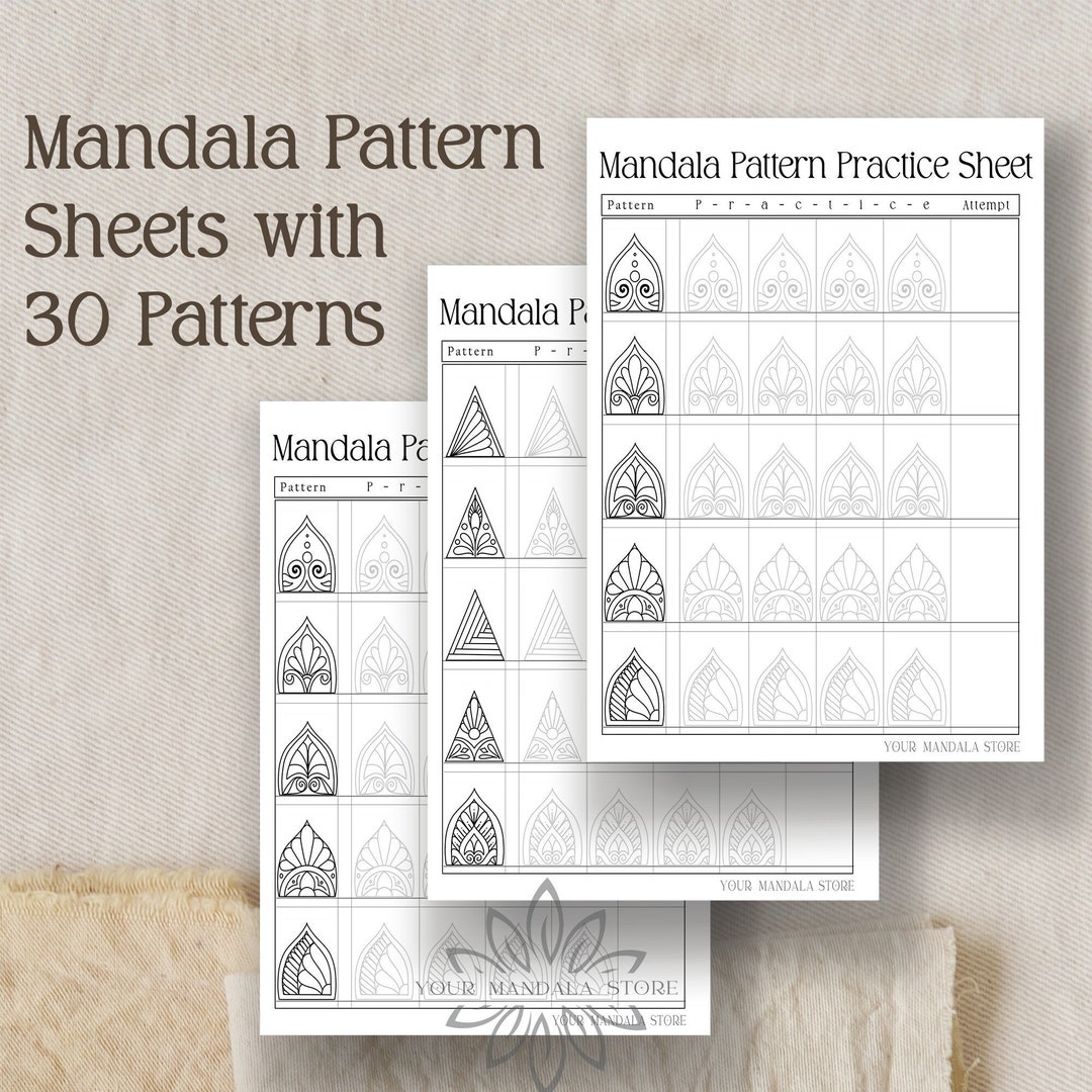 30 Patterns Mandala Pattern Practice Sheets PDF Digital - Etsy