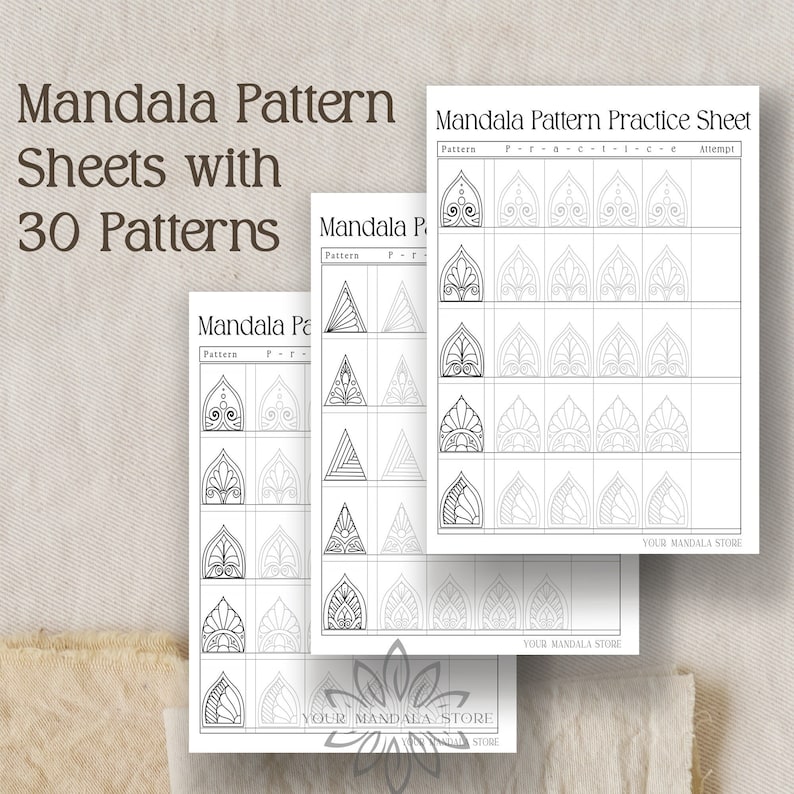 30 Patterns Mandala Pattern Practice Sheets PDF Digital - Etsy