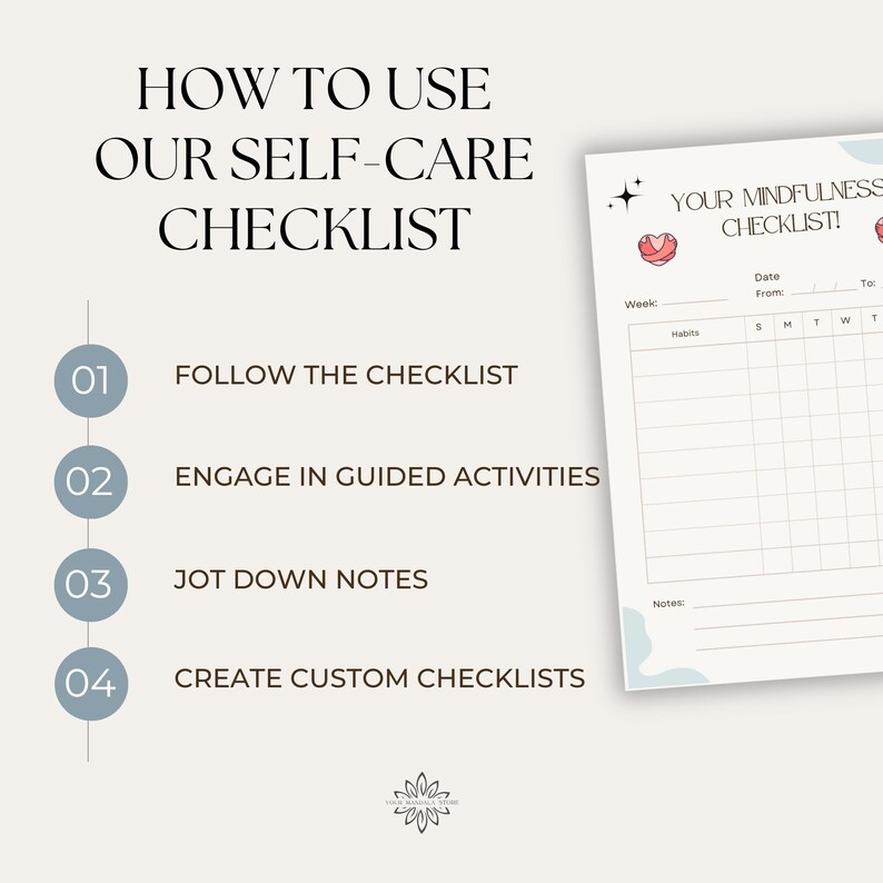 Daily Self Care Checklist Printable Self Care Activity Planner Template ...