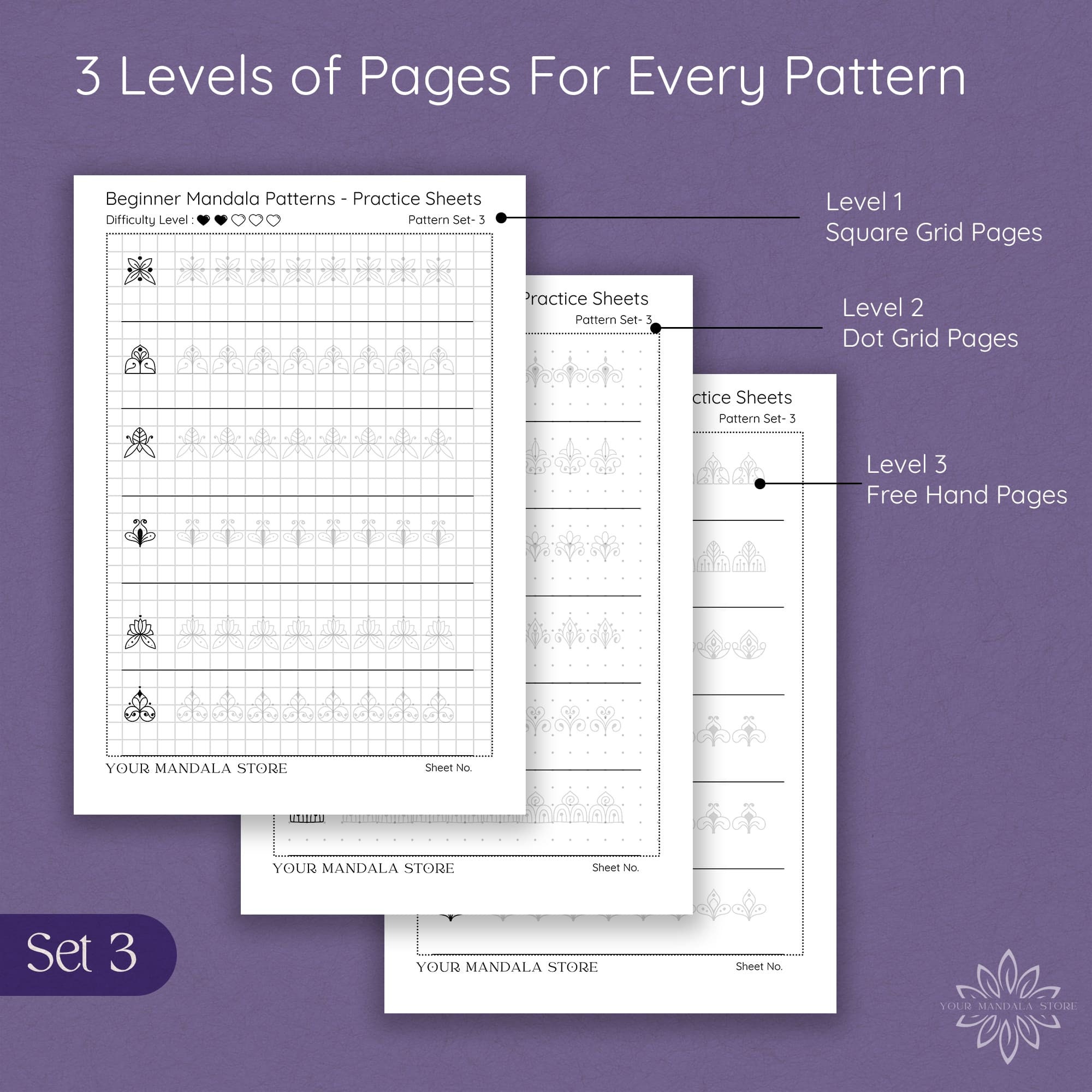 Basic Mandala Pattern for Beginner Printable Mandala Practice Sheet ...