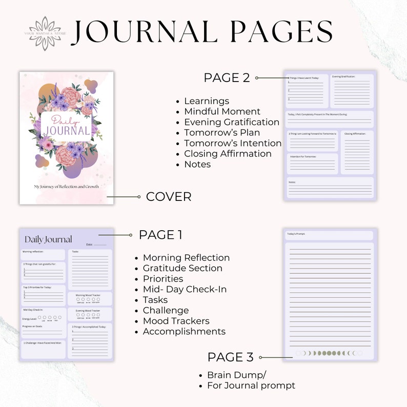 Daily Mental Health Journal Printable Guided Morning Intention Journal ...