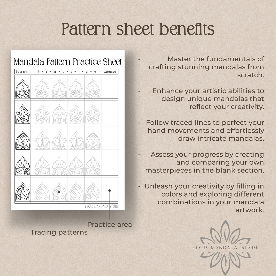 30 Patterns Mandala Pattern Practice Sheets PDF Digital - Etsy