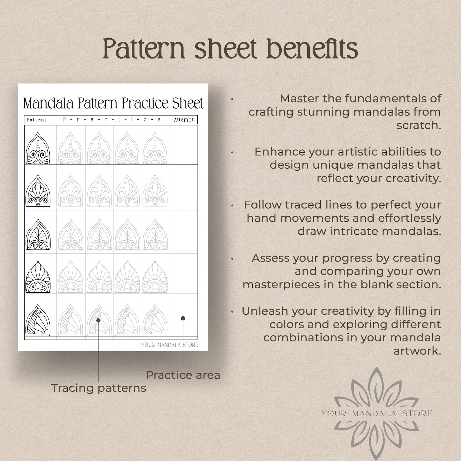 30 Patterns Mandala Pattern Practice Sheets PDF Digital - Etsy