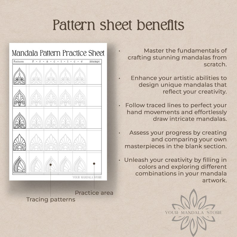30 Patterns Mandala Pattern Practice Sheets PDF Digital - Etsy
