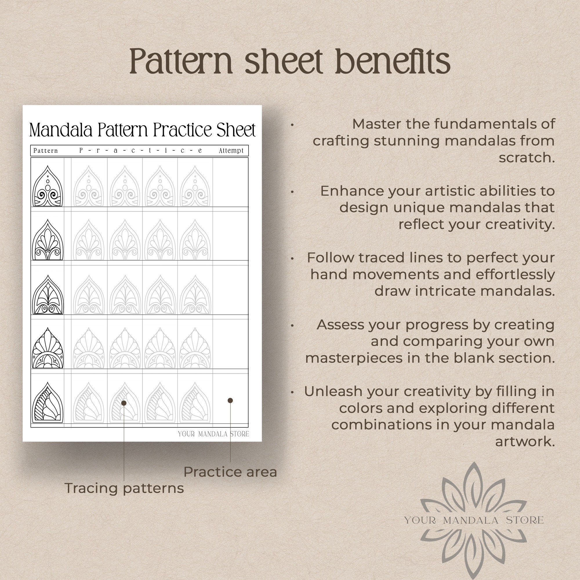 30 Patterns Mandala Pattern Practice Sheets PDF Digital - Etsy