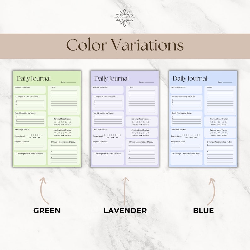 Daily Mental Health Journal Printable Guided Morning Intention Journal ...