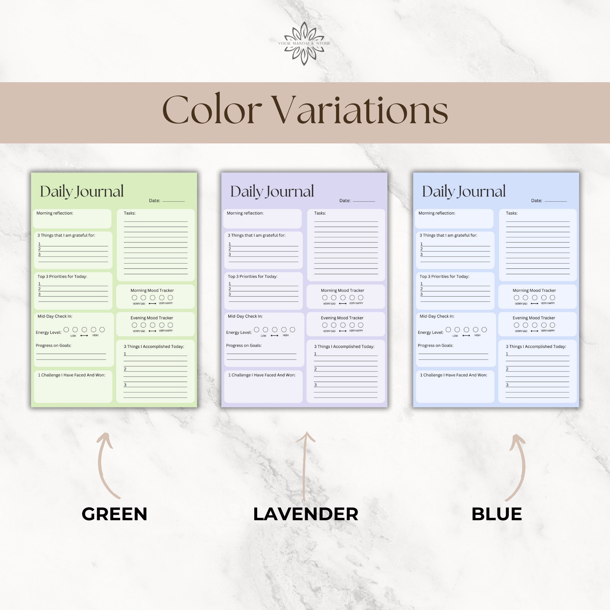 Daily Mental Health Journal Printable Guided Morning Intention Journal ...