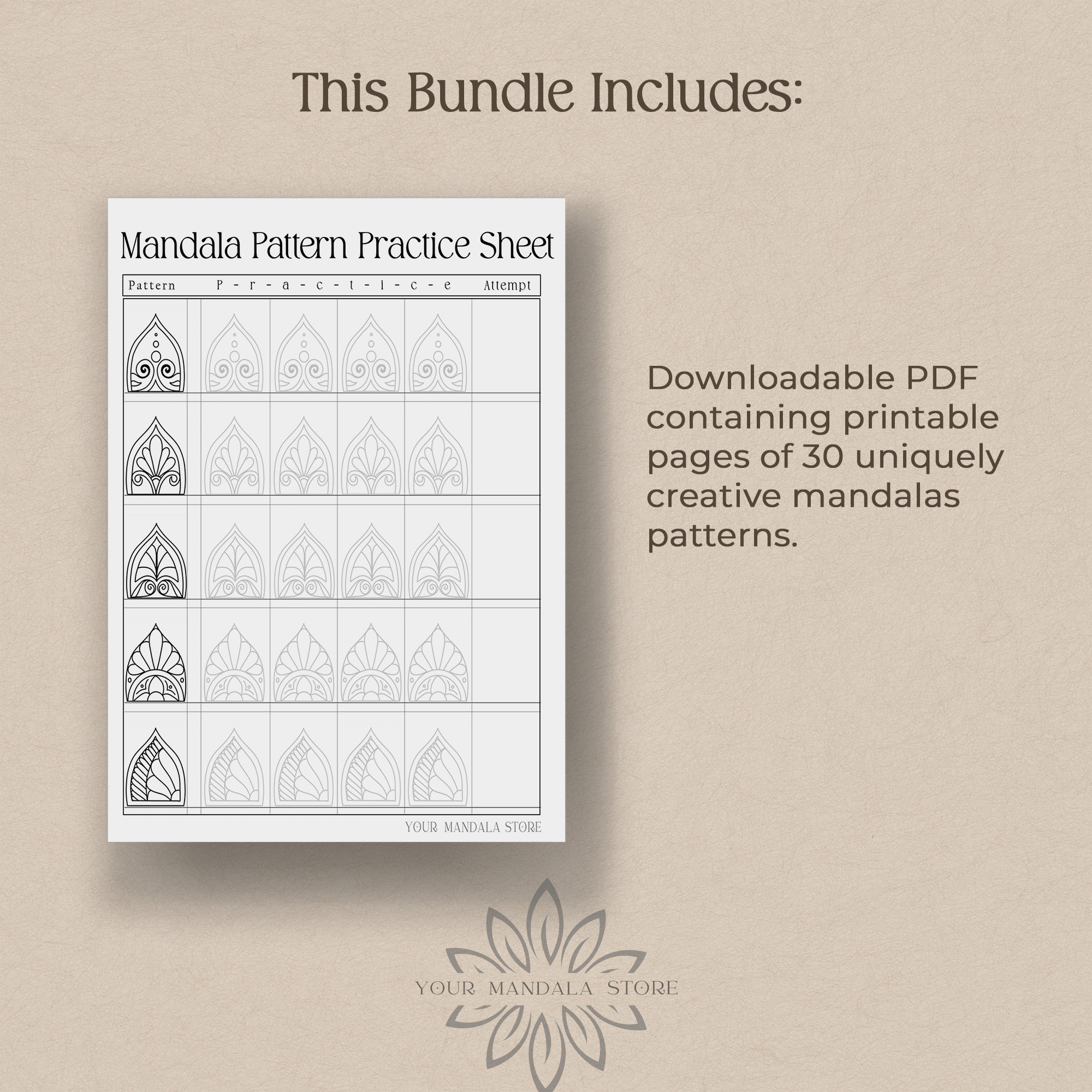 30 Patterns Mandala Pattern Practice Sheets PDF Digital - Etsy