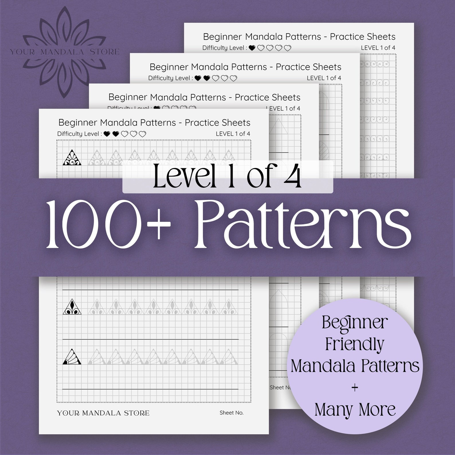 Buy Mandala Pattern Sheet for Practice Mindful Mandala Practice for ...