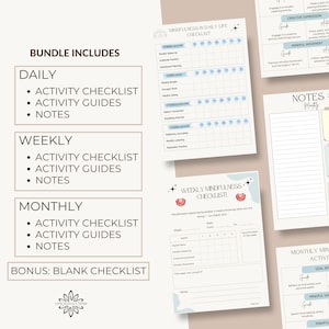 Daily Mindfulness Activity Checklist for Self Care Routine Printable Mindful Practice Checklist ...