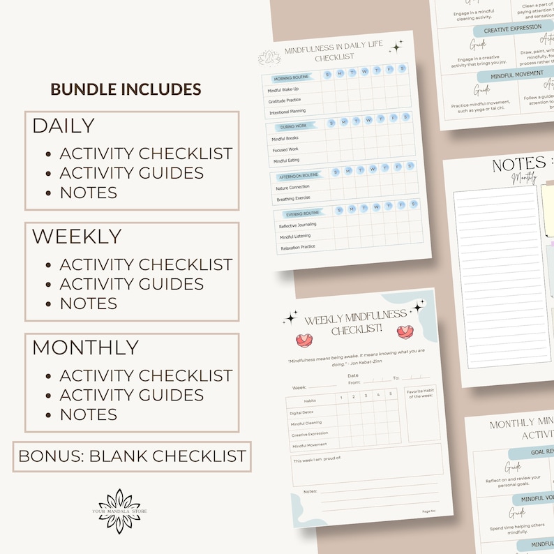 Mindfulness Checklist Bundle: Daily Self-care Planner (digital Download ...