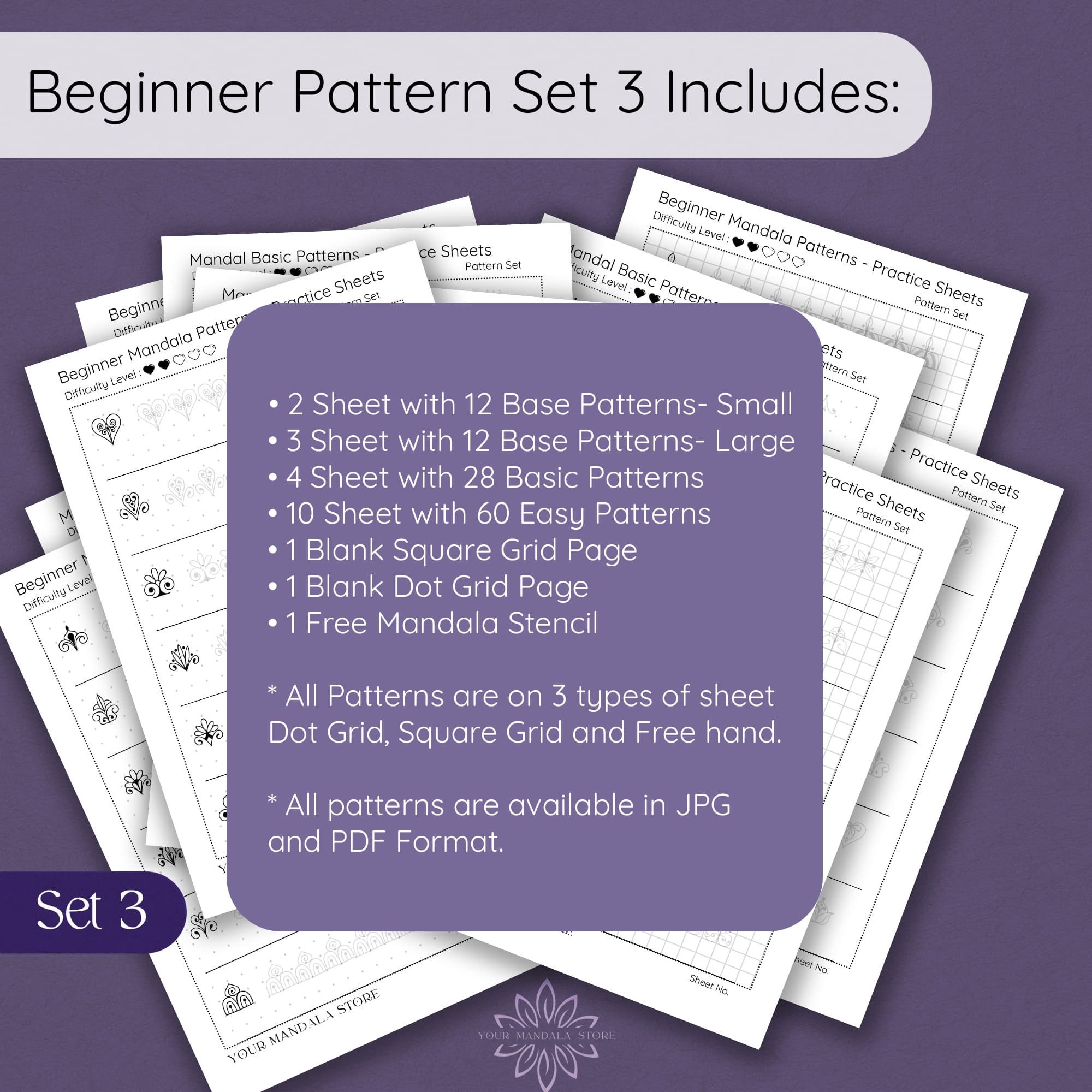 Basic Mandala Pattern for Beginner Printable Mandala Practice Sheet ...