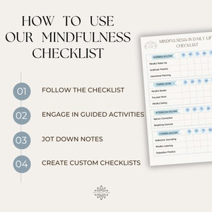 Daily Mindfulness Activity Checklist for Self Care Routine Printable Mindful Practice Checklist ...