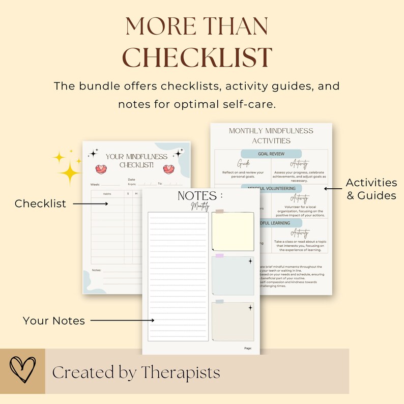 Daily Mindfulness Activity Checklist for Self Care Routine Printable Mindful Practice Checklist ...