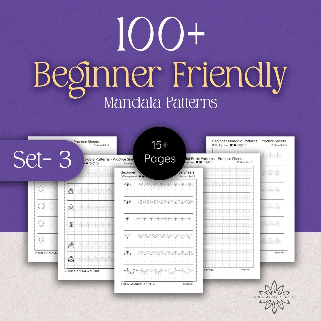 Basic Mandala Pattern for Beginner Printable Mandala Practice Sheet ...