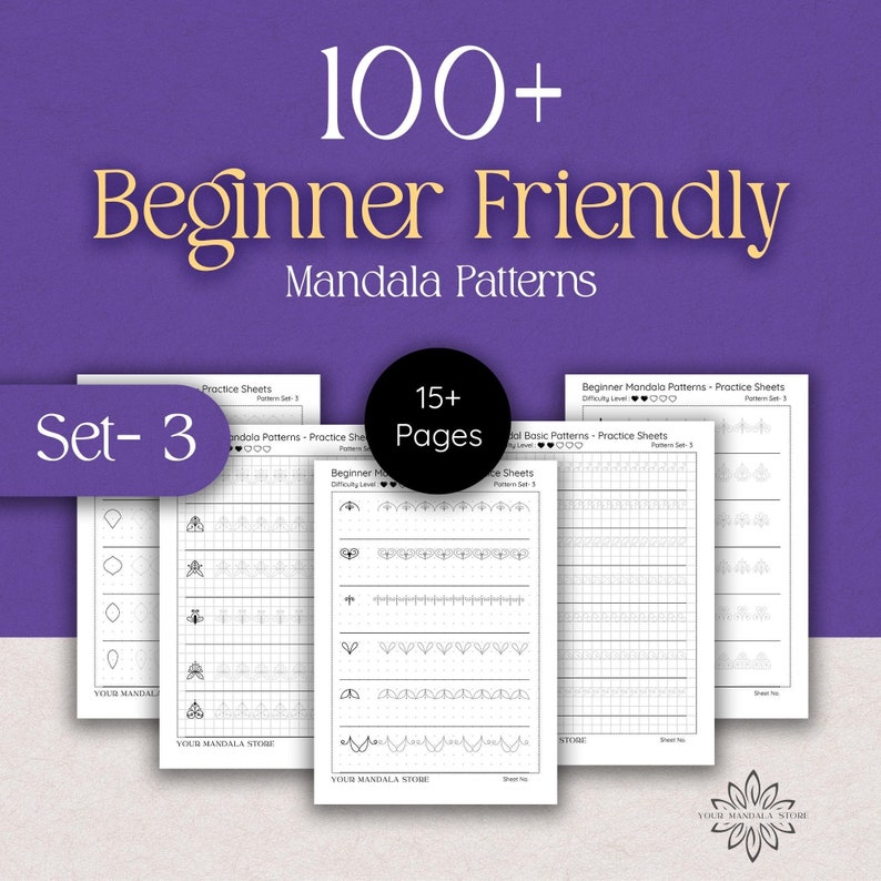 Basic Mandala Pattern for Beginner Printable Mandala Practice Sheet ...