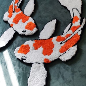 Koi Fish BUNDLE Handmade Rug 2 Rugs - Etsy