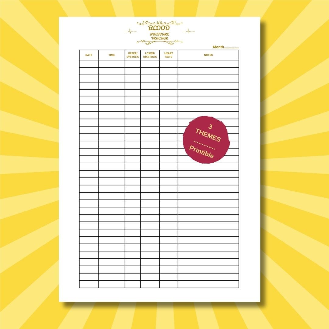 Blood Pressure Log Editable Printable Blood Pressure Tracker Blood ...