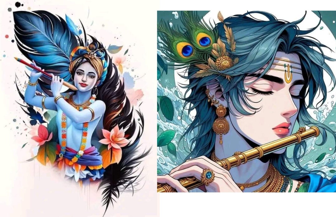 Lord Krishna 2 Separate Printable Art, Printable Eternal Krishna, Hindu ...