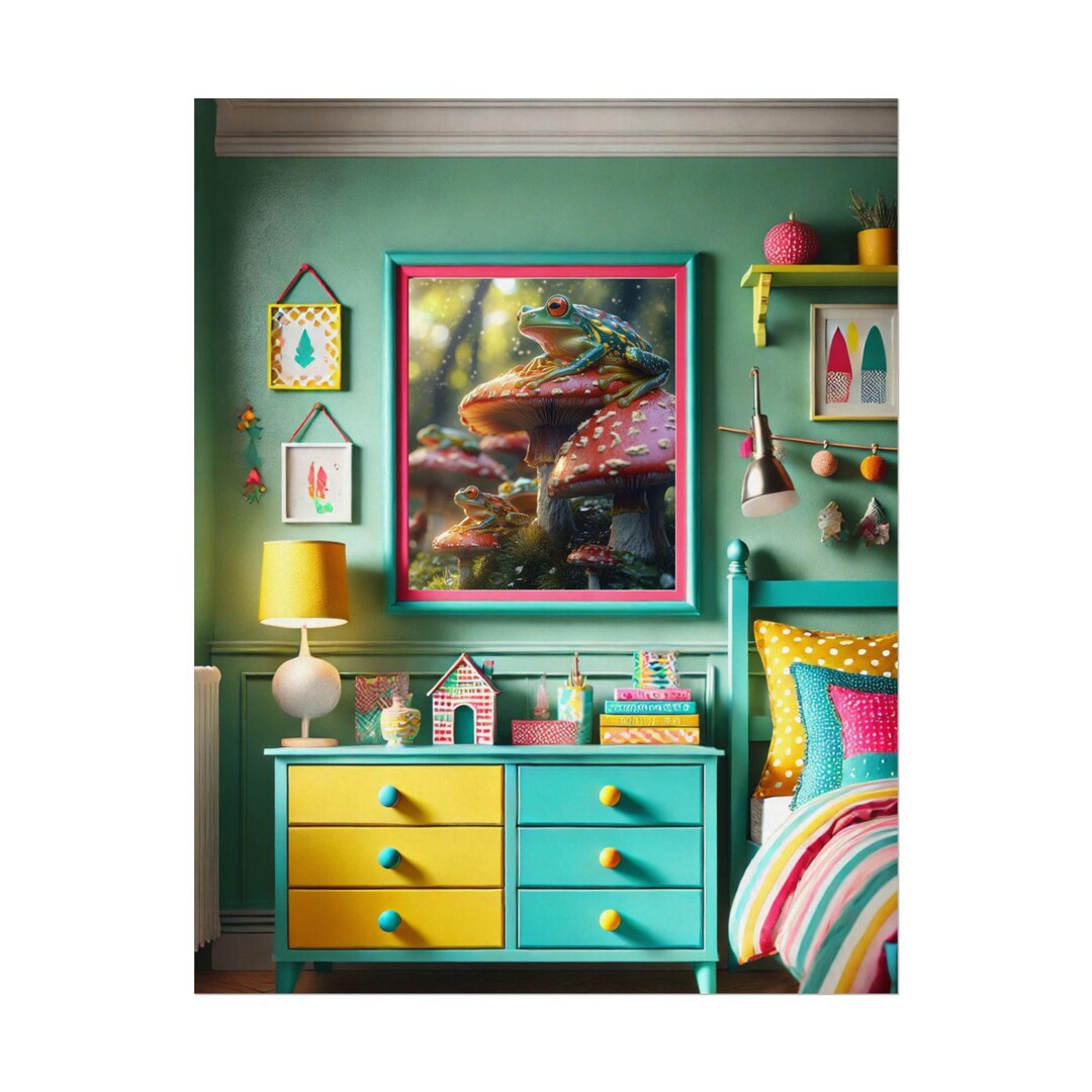 Vibrant Watercolor Frog Art Print, Nursery Decor, Kids Room Wall Art ...