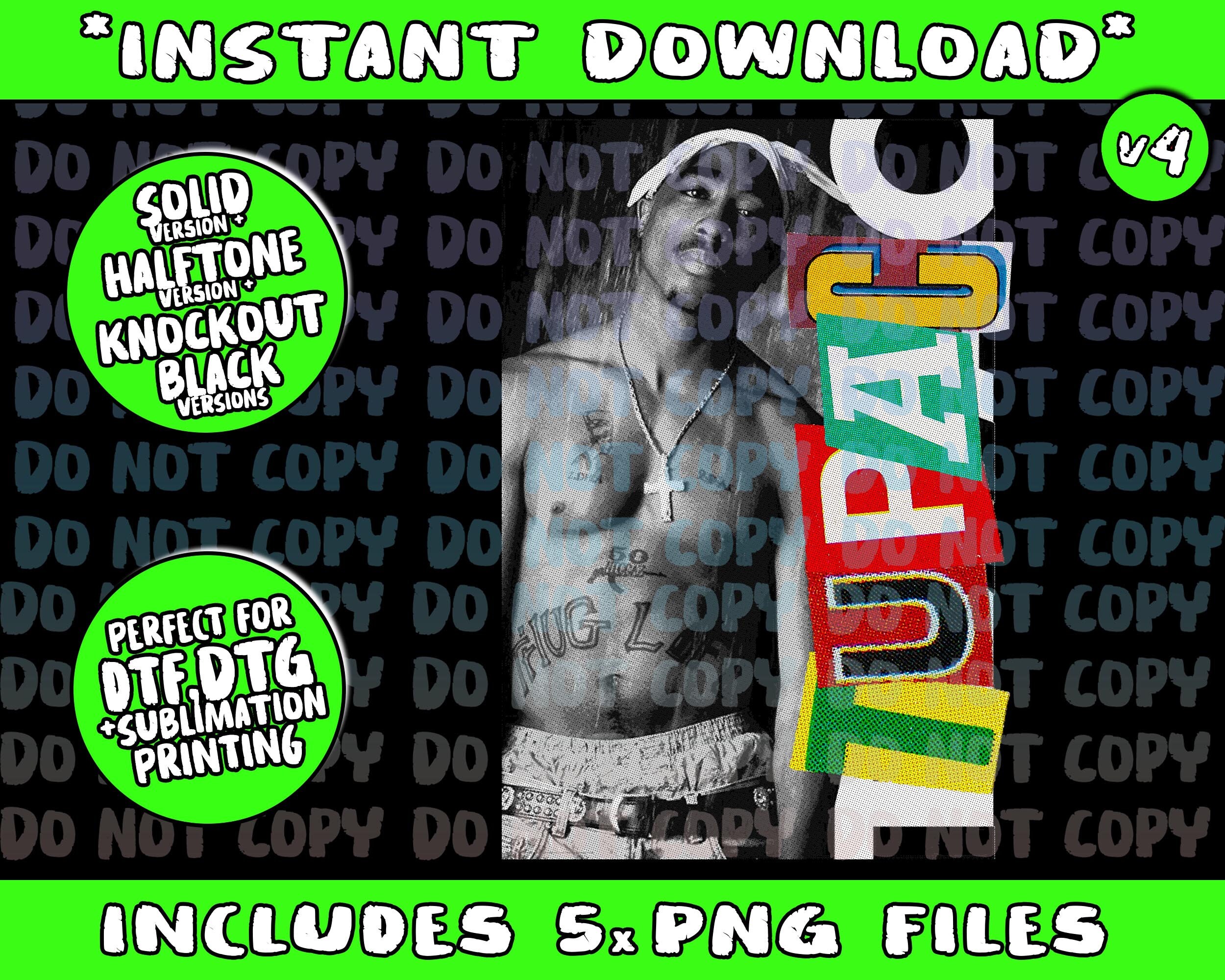 90s Bootleg Style 2pac Shakur Rap Artist Legend Black White Rapper DTF ...