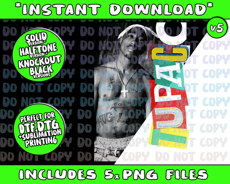 90s Bootleg Style 2pac Shakur Rap Artist Legend Black White Rapper DTF Design, PNG Bundle ...
