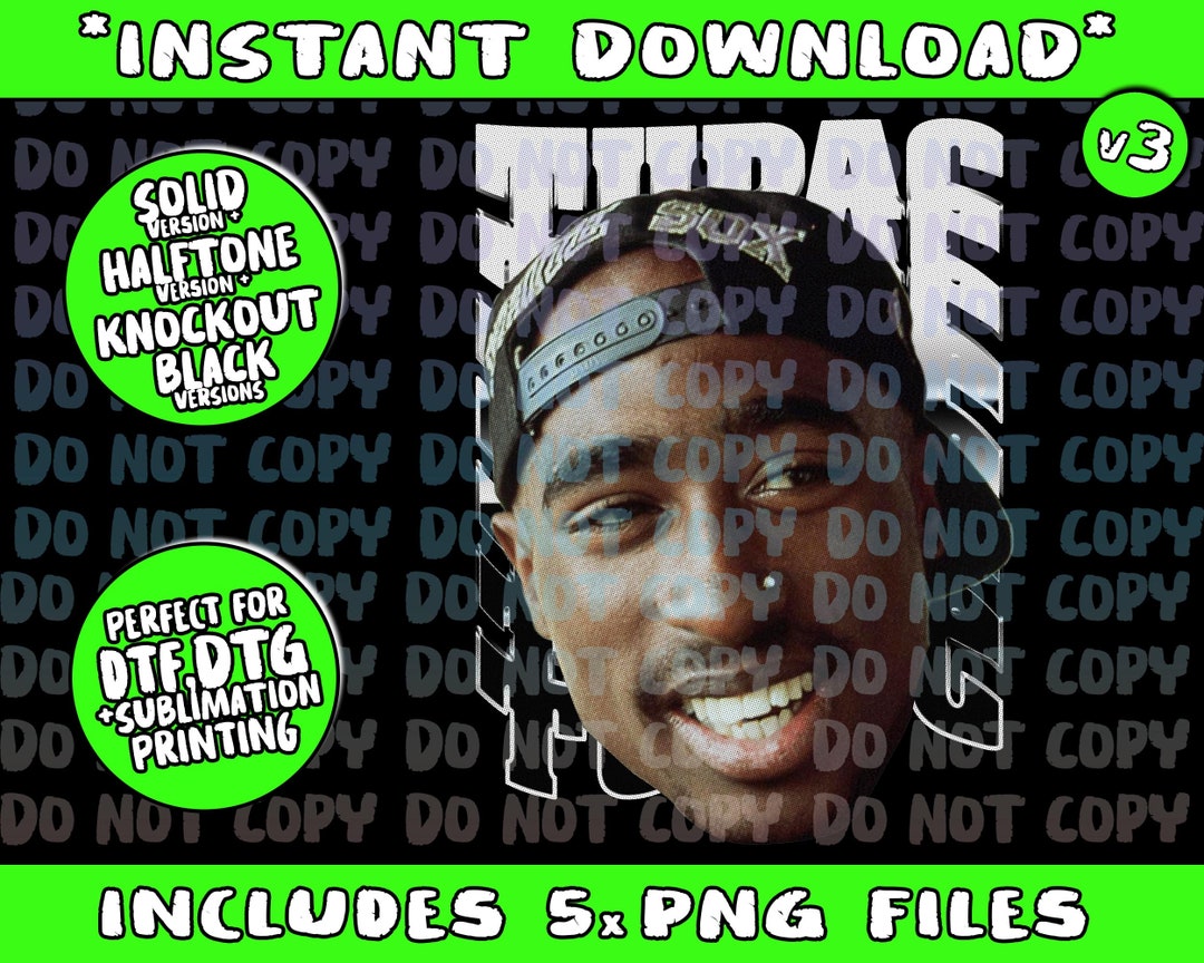 Tupac 90s Bootleg 2pac Shakur Rapper Vintage Retro Hip Hop 90s Bootleg Design DTF Design, PNG ...