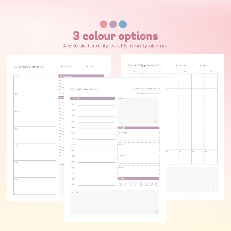 Angel Wing Minimalist Daily Planner Printable | Weekly Planner ...