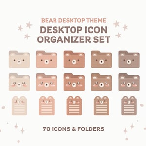 Cute Bear Theme Desktop Folder Icons | for Window and Mac | Beige ...