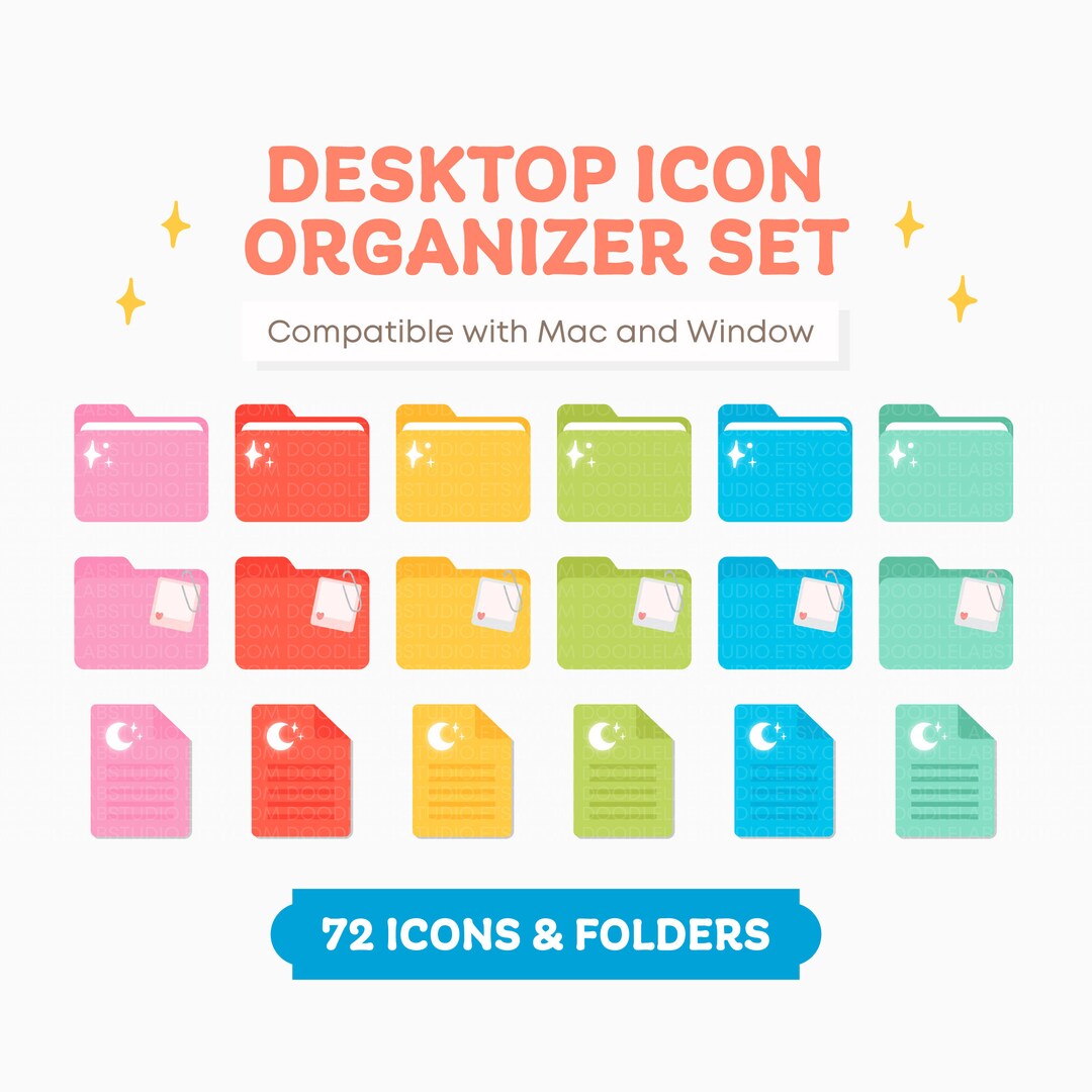Pastel Desktop Folder Icons - Cute Aesthetic Mac Desktop - PC Folders ...