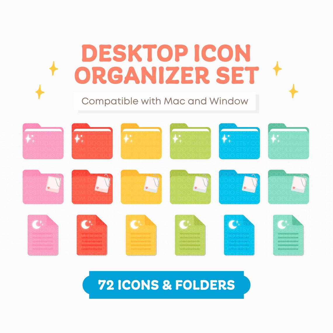 Pastel Desktop Folder Icons - Cute Aesthetic Mac Desktop - PC Folders ...