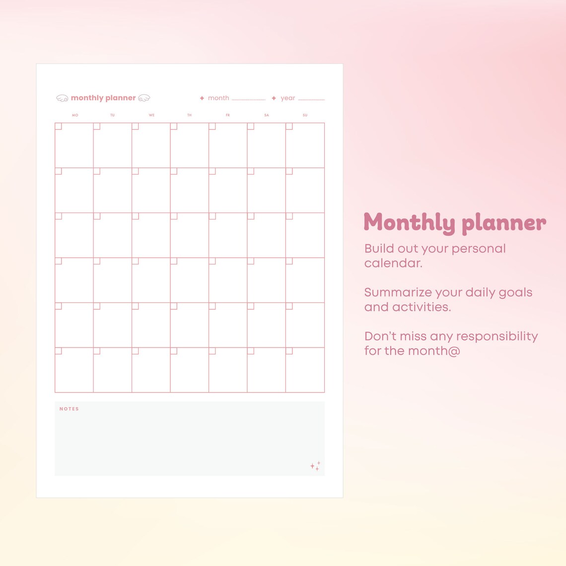 Angel Wing Minimalist Daily Planner Printable | Weekly Planner ...