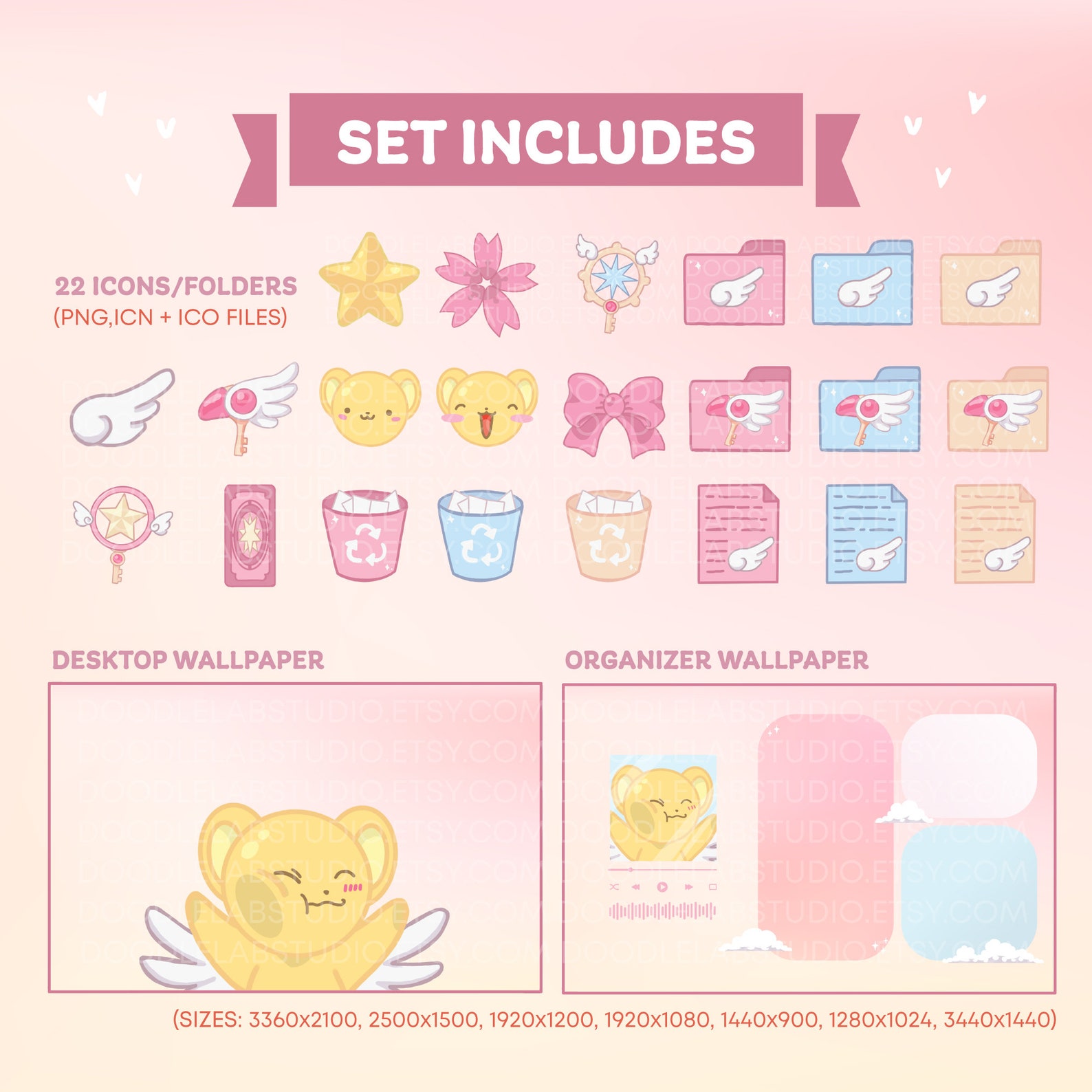 Magical Girl Theme Desktop Icons for Mac and Window | Anime Deskop ...