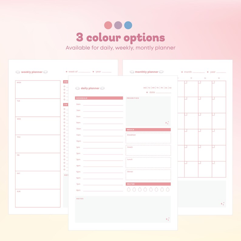Angel Wing Minimalist Daily Planner Printable | Weekly Planner ...