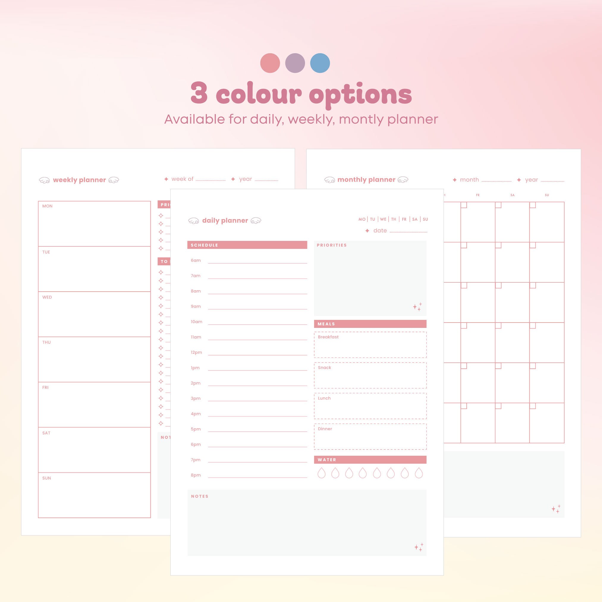 Angel Wing Minimalist Daily Planner Printable | Weekly Planner ...