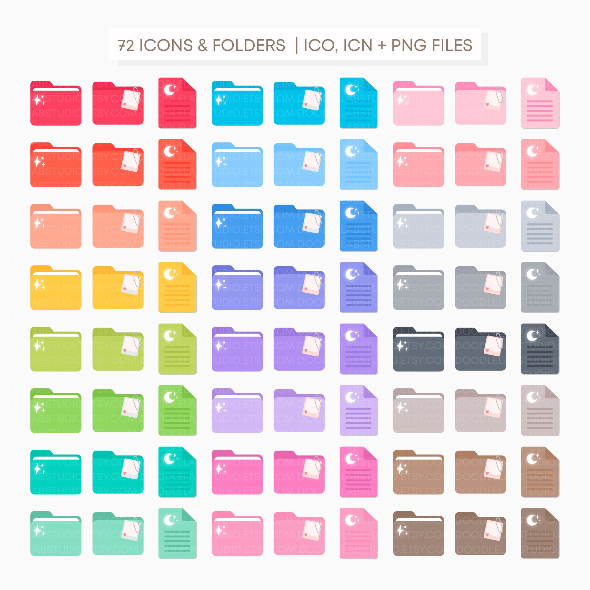 Pastel Desktop Folder Icons - Cute Aesthetic Mac Desktop - PC Folders ...