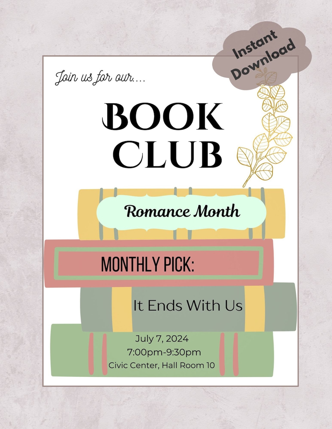 Editable Book Club Flyer/ Advertisement / Invite, Instant Download ...
