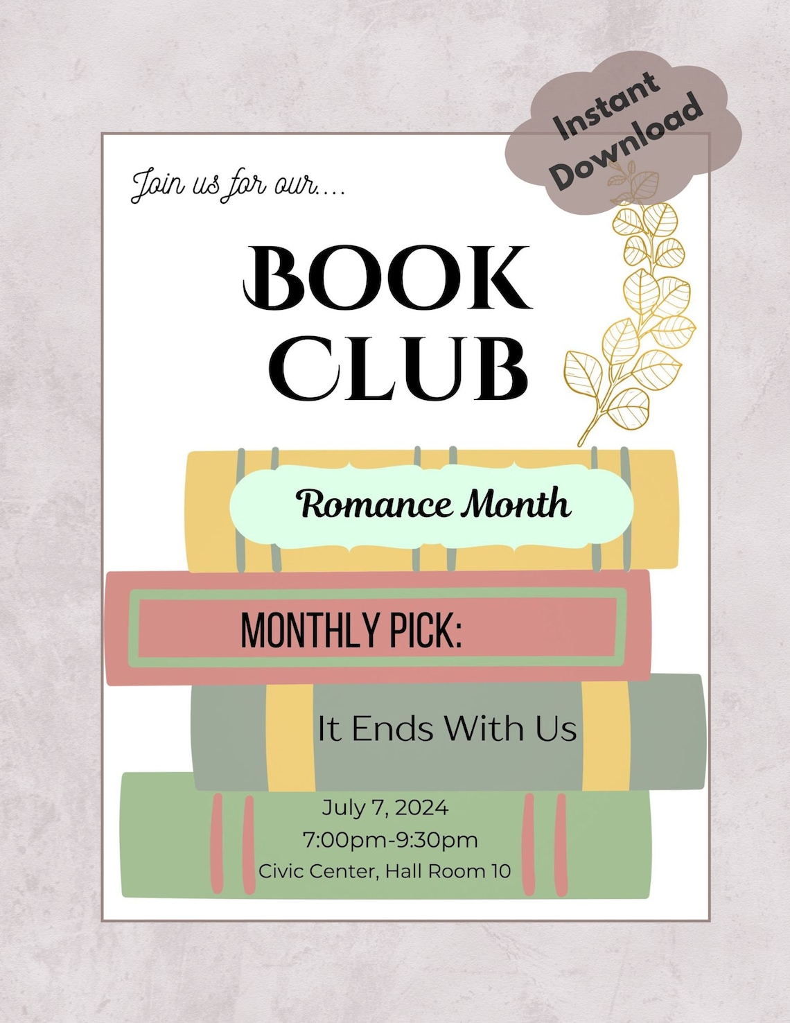 Editable Book Club Flyer/ Advertisement / Invite, Instant Download ...