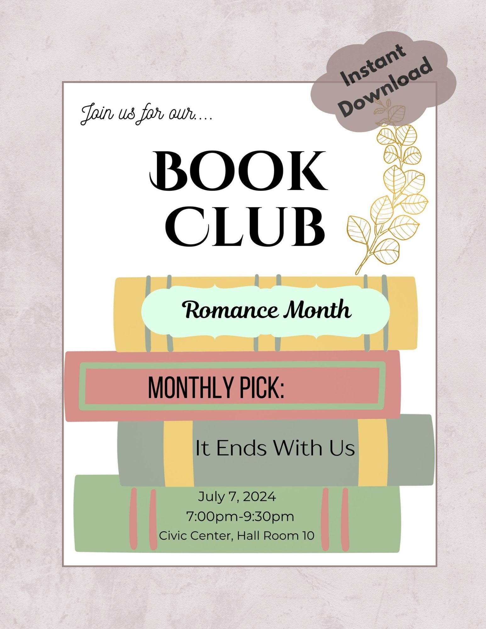 Editable Book Club Flyer/ Advertisement / Invite, Instant Download ...