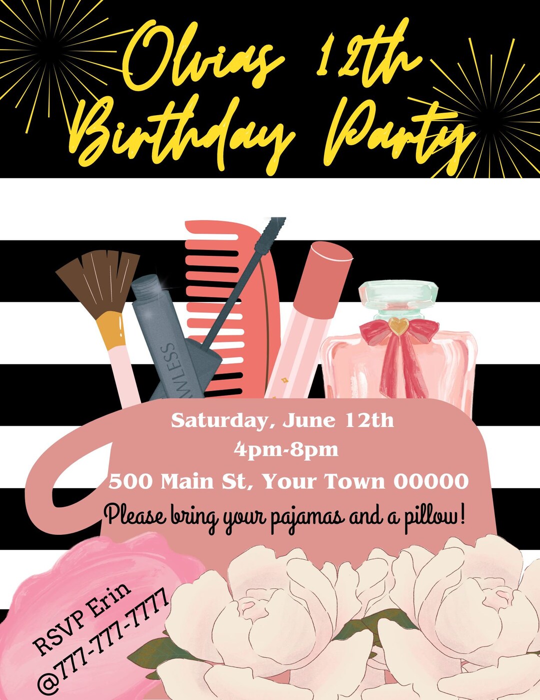 EDITABLE Sephora Makeup Theme Birthday Party Invite, Instant Download ...
