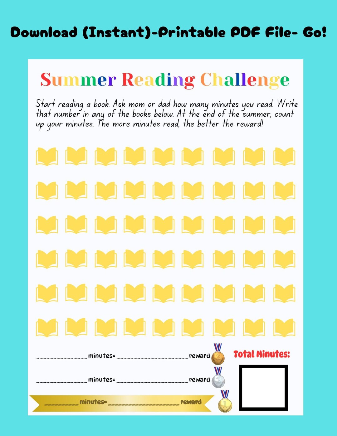 Kids Summer Reading Challenge, Reward System, Minutes Read, Engaging ...