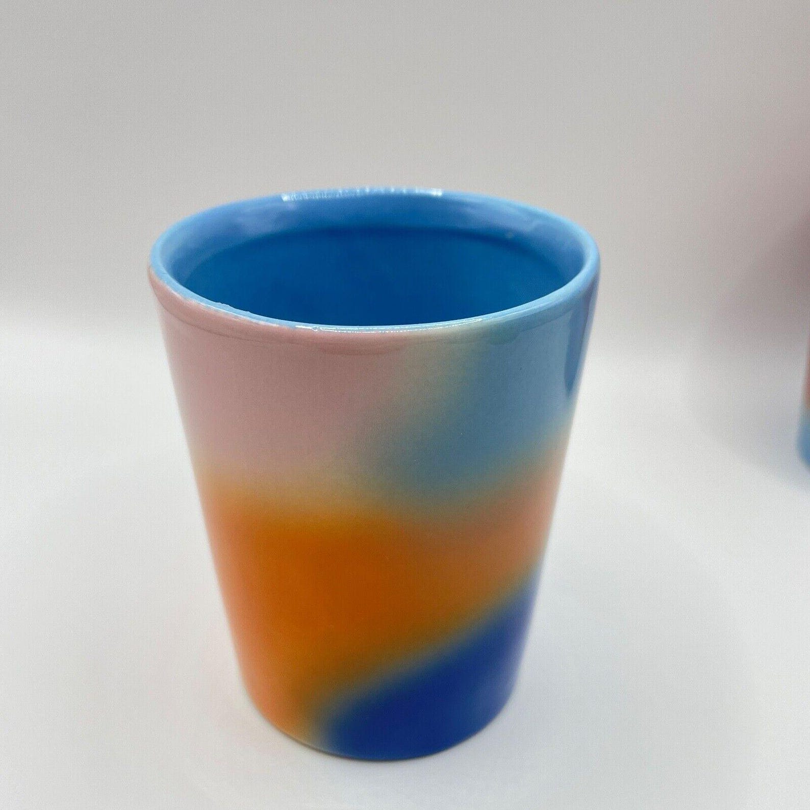 Set of 4 Artistic Colourful Ceramic Mugs Large Handcrafted Cups ...