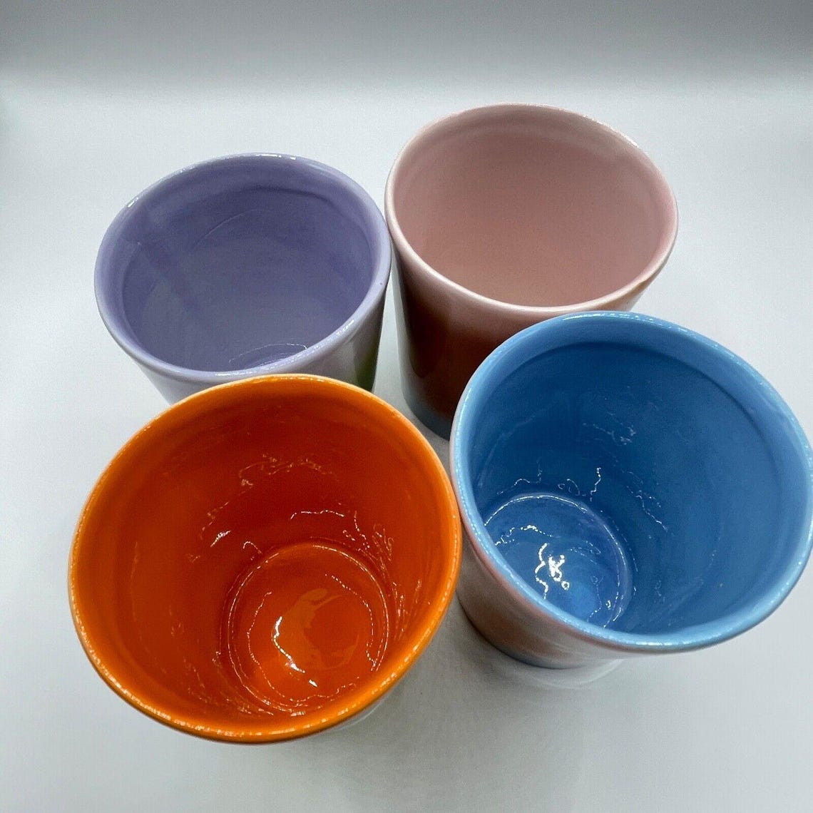 Set of 4 Artistic Colourful Ceramic Mugs Large Handcrafted Cups ...