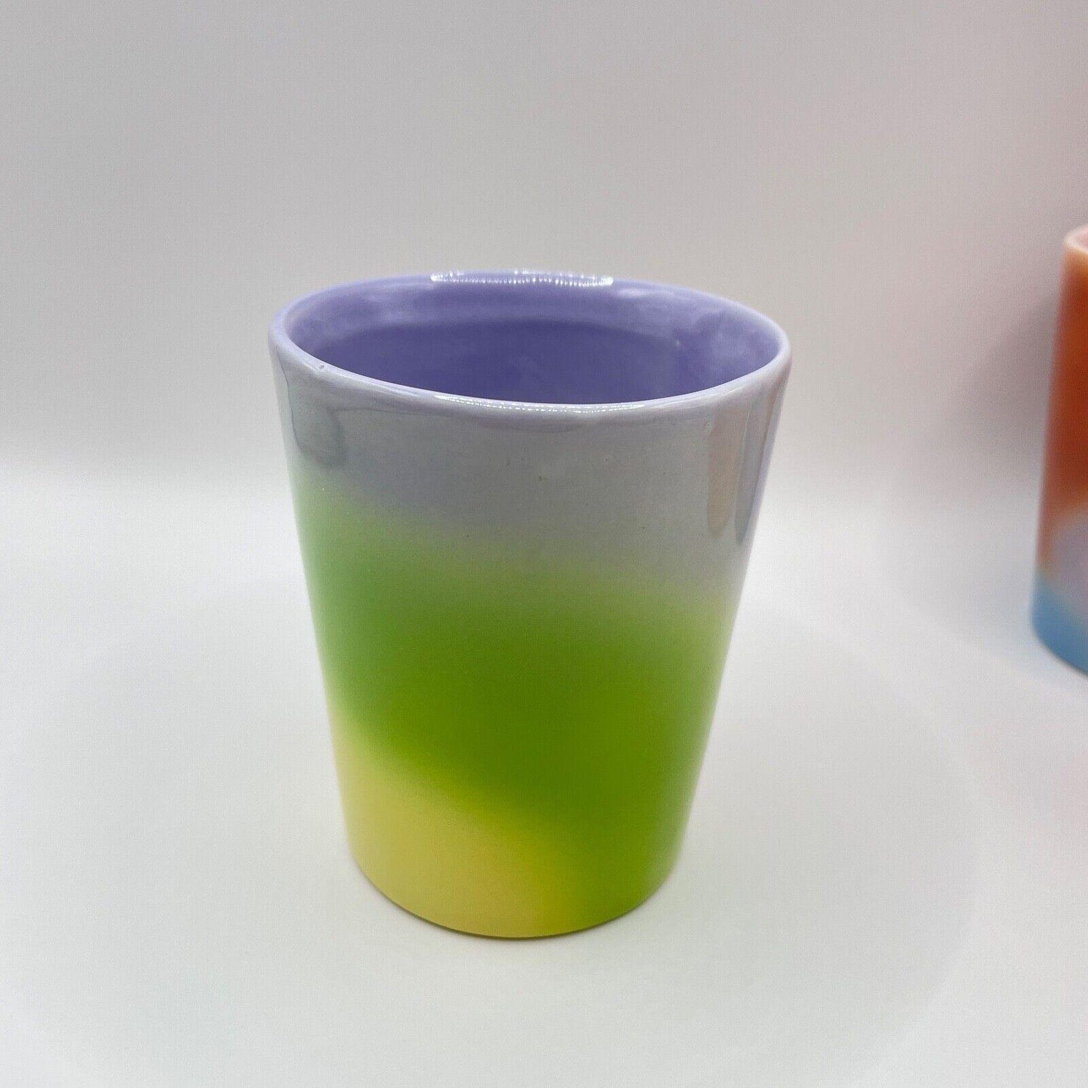 Set of 4 Artistic Colourful Ceramic Mugs Large Handcrafted Cups ...