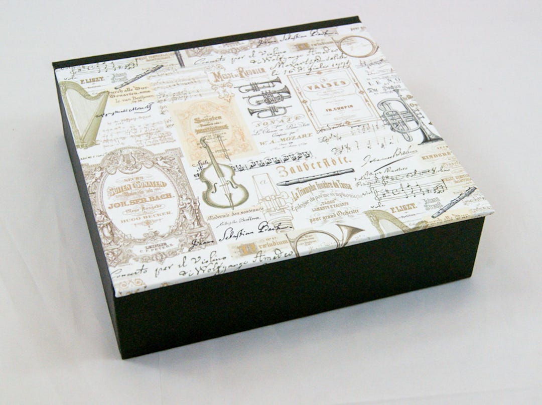 Personalized Box With Hinged Lid in Many Sizes / Storage With Lid MUSIC ...