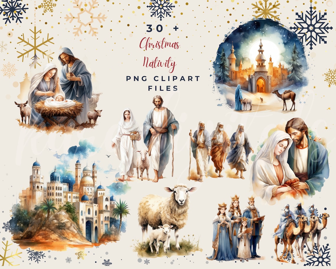 Christmas Nativity Scene Clipart PNG Christmas Bundle - Etsy UK