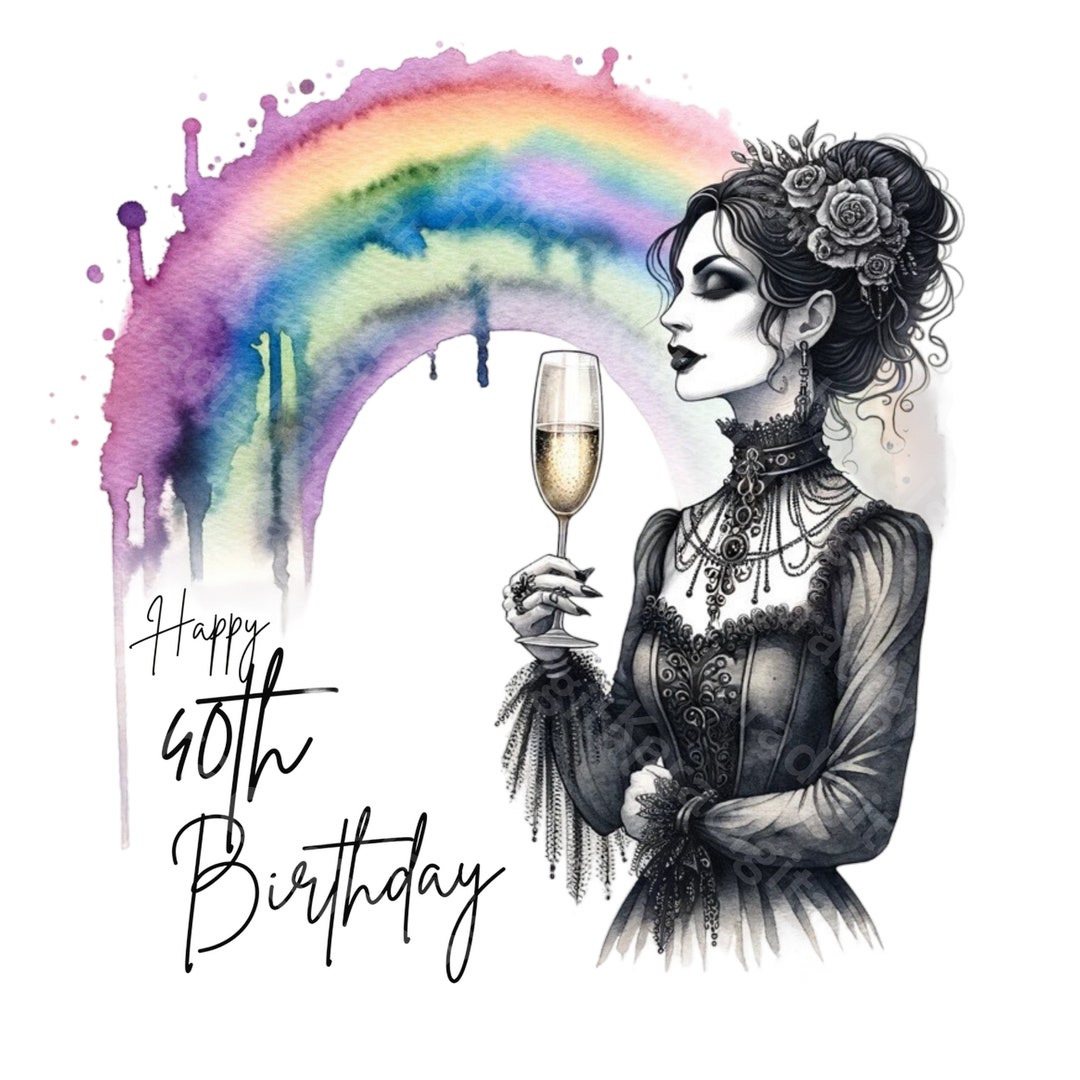 40th Birthday Gothic PNG, Fortieth Pastel Rainbow Digital Download ...