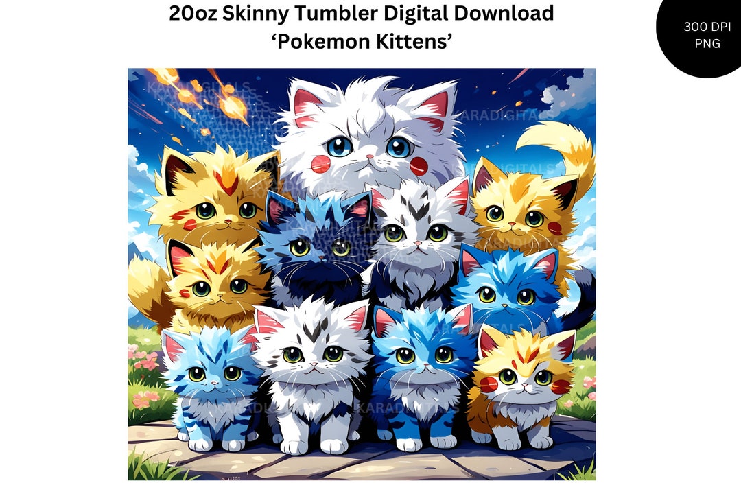 Pokemon Kittens Tumbler Wrap, 20oz Cat Tumbler PNG Sublimation Design ...